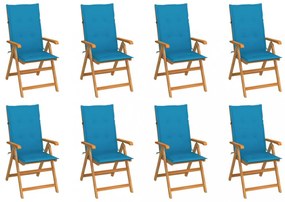 Zahradní polohovací židle 8 ks akácie / látka Dekorhome Světle modrá