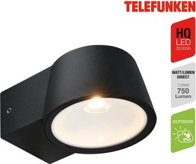 TF 323005TF TELEFUNKEN LED venkovní nástěnné svítidlo, IP54 voděodolné a prachotěsné, černý hliník - BRILONER