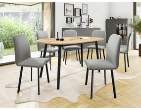 Rozkládací stůl Zerimo S 150x80 se 6 židlemi Lekoz, Barva dřeva: dub craft zlatý + černá, Potah: Amor Velvet 4318