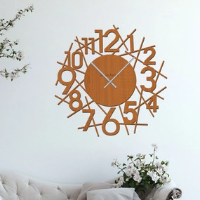 dřevo života Nástěnné hodiny NUMERO Zvolte barvu dekoru: Třešeň, Zvolte velikost hodin (cm): 35x35, Barva ručiček: Stříbrné