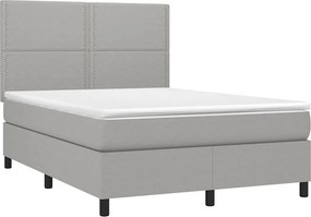 Box spring postel s matrací a LED světle šedá 140x200 cm textil 3134797