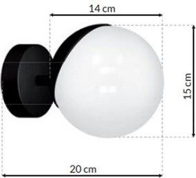 Nástěnné svítidlo Sfera, 1x bílé skleněné stínítko, b