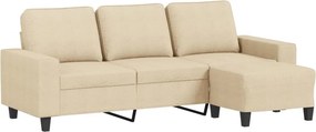 3místná pohovka s podnožkou krémová 180 cm textil 3201153