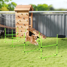 PawHut Agility set pro psy 4dílné výškově nastavitelné agility vybavení se 4 překážkami Přepravní taška 99 x 65 x 94 cm zelená