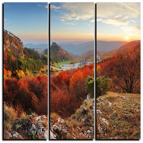 Obraz na plátně - Podzimní krajina při západu slunce, Slovensko, Vrsatec - čtverec 3260B (105x105 cm)