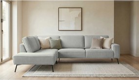 Světle šedá žinylková rohová pohovka (levý roh/do L) Amsterdam – Scandic