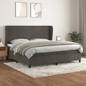 Box spring postel s matrací tmavě šedá 200x200 cm samet 3129112
