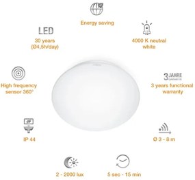 STEINEL 008383 - LED Koupelnové svítidlo se senzorem RS16LED LED/9,5W/230V IP44
