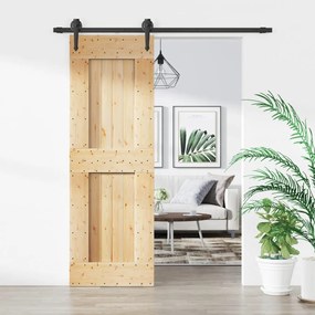 Posuvné dveře s kováním 70 x 210 cm masivní borové dřevo,  3203203