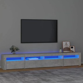 Fionshop 263588163 Tv skříňka s Led osvětlením betonově šedá 240x35x40 cm
