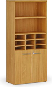 Třídicí regál s dveřmi PRIMO WOOD, 800 x 420 x 1781 mm, 9 přihrádek, buk