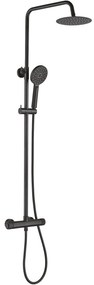 Laveo Volumo, sprchový set s termostatickou baterií 150mm, černá matná, LAV-PLV_70OB