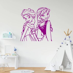 Živá Zeď Samolepka na zeď Ledové království Elsa a Anna Barva: fialová, Velikost: 100 x 104 cm