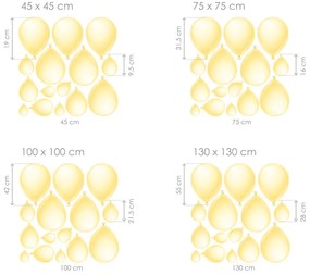 Žluté nafukovací balónky samolepky na zeď arch 100 x 100 cm