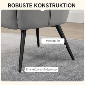 HOMCOM křídlové křeslo s taburetem, lounge křeslo polohovací křeslo čalouněné křeslo sametový vzhled TV křeslo jídelní židle do 120 kg světle šedá | …