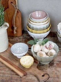 Set 5ks bílá porcelánová miska s černými detaily uvnitř Arés - Ø15*9 cm