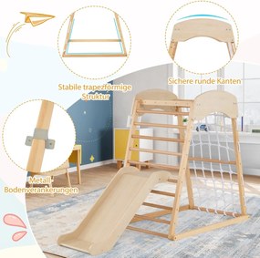 Costway Lezecký rám Indoor 6 v 1 vytahovací tyč a skluzavka a šplhací skály