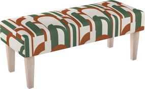 Dlouhá lavička 100x40cm barva zelená látka pletený vzor, vzorované