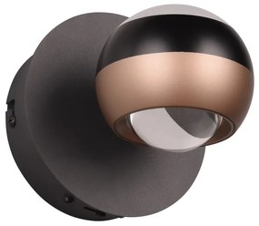 LED nástěnné svítidlo ø 10 cm v černo-měděné barvě Orbit – Trio Select