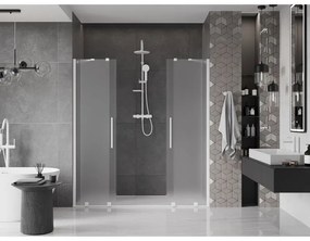 Mexen Velar Duo, posuvné sprchové dveře do otvoru 180 cm, 8mm sklo námraza, bílá matná, 871-180-000-32-20