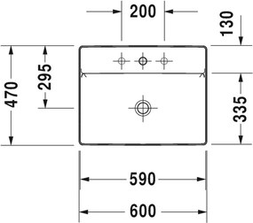 Duravit DuraSquare- Umyvadlová mísa, 60x47 cm, bílá 2354600041