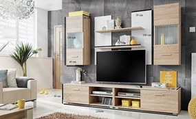 Casarredo - Komfort nábytek Obývací stěna, sestava GEBO šedá/bílý lesk