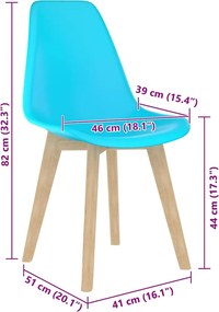 Otočné jídelní židle 2 ks modré plast 289125