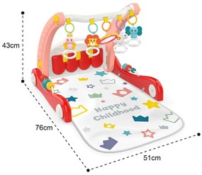 HUANGER  2v1 CHODÍTKO/ HRACÍ DEKA  s hrazdičkou a piankem - Růžová