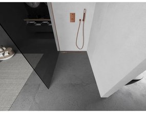 Mexen Kioto L, sprchová zástěna Walk-In 120 x 200 cm, 8mm šedé sklo, měděný matný profil, 800-120-103-65-40