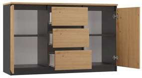 Komoda 2D3S 120 Antracit + dub artisan deska