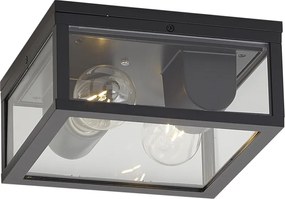 Průmyslové venkovní stropní svítidlo černé s pohybovým a soumrakovým senzorem IP44 - Charlois