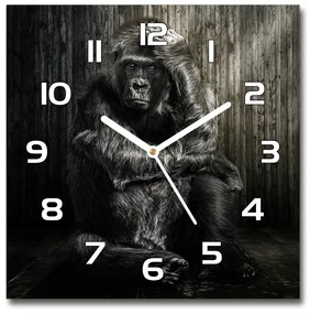 Wallmuralia Skleněné nástěnné hodiny čtverec Gorila 30x30 cm