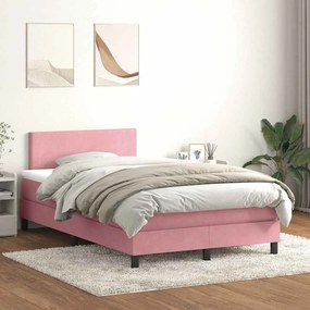 Box spring postel s matrací a LED růžová 120x220 cm samet 3316736