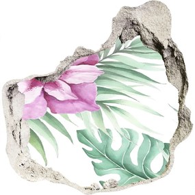 Wallmuralia Nálepka 3D díra na zeď Hawajské květiny 75x75 cm