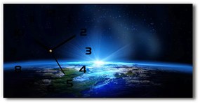 Wallmuralia Skleněné hodiny na stěnu tiché Planeta Země 60x30 cm
