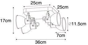 Průmyslové bodové světlo černé se dřevem naklápěcí 4-světlo - Tommy