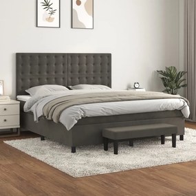 Box spring postel s matrací tmavě šedá 160x200 cm samet 3138092
