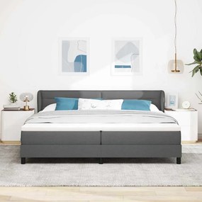Postel s boxspringem s čelo Tmavě šedá 200 x 200 cm textil 3339983