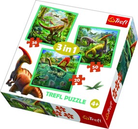 Trefl Puzzle 3v1 Svět Dinosaurů 20x19,5cm v krabici 28x28x6cm