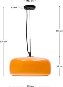 Oranžové LED závěsné svítidlo se skleněným stínidlem ø 38 cm Reig – Kave Home