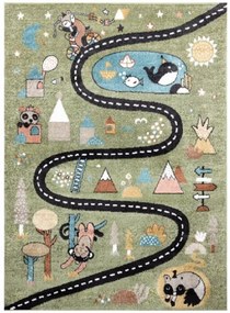 Dywany Łuszczów Dětský kusový koberec Fun Route Street animals green ROZMĚR: 80x150