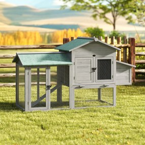Dřevěný kurník pro slepice s volným výběhem hnízdní box s rampou výsuvný tác pro 2-4 slepice 168x75x103cm šedý