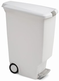 Pedálový odpadkový koš Simplehuman – 40 l, úzký, bílý plast