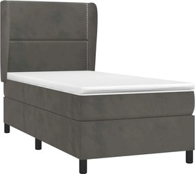 Box spring postel s matrací tmavě šedá 100x200 cm samet 3129136