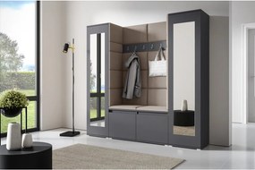 Eka Předsíňová stěna s čalouněnými panely Trinity 31 - Grafit / Světlá béžová 2303