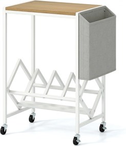 Costway Pojízdný stolek na gramofon s držákem časopisů, přírodní