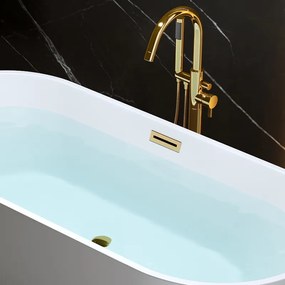 BPS-koupelny Volně stojící akrylátová vana HYD-LIZ502A 150x75 bílá, odtokový komplet zlatý