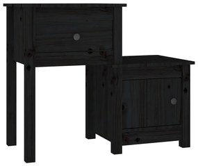814547 vidaXL Noční stolek černý 79,5 x 38 x 65,5 cm masivní borové dřevo