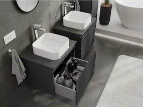 Mexen Rivel, koupelnová skříňka 60 cm s horní deskou, 1 zásuvka, drážkovaná, grafitová matná, 91A20-06047-1-BFC66