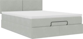Osmanský rám postele s matrací světle šedá 140x190cm samet 3312548